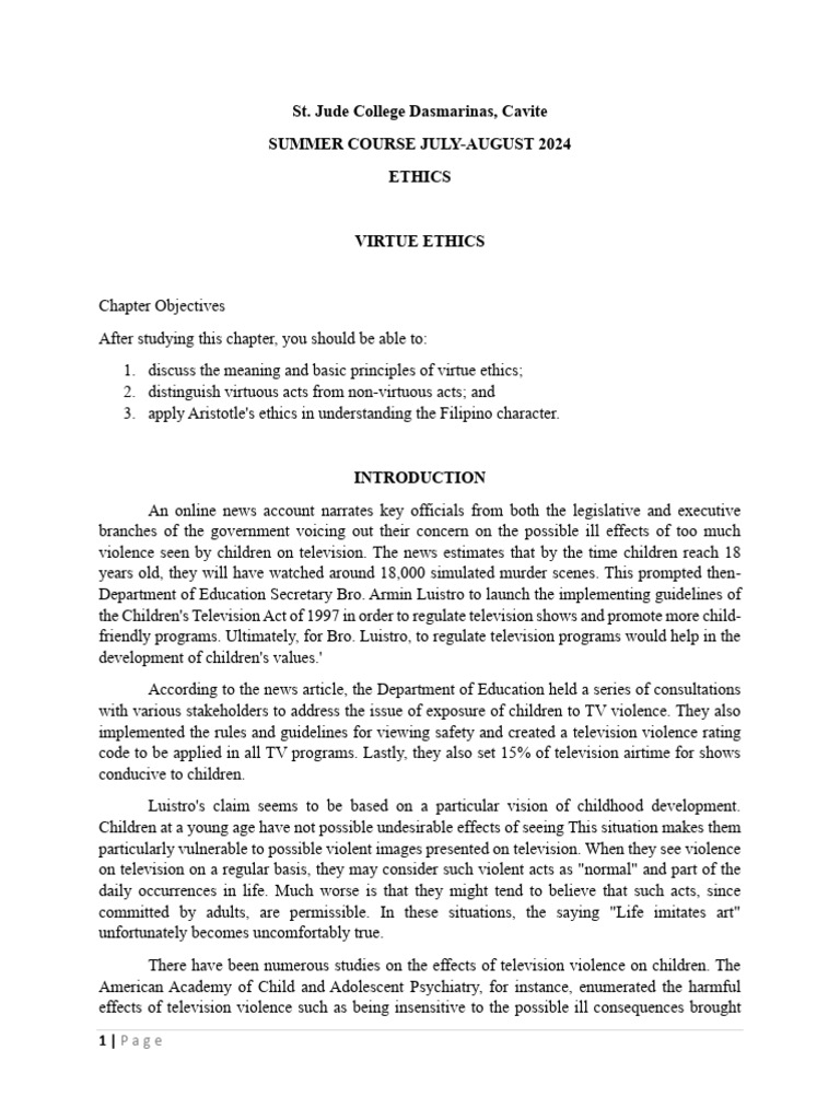 GEC 6_Week 5_Virtue Ethics | PDF | Virtue | Happiness