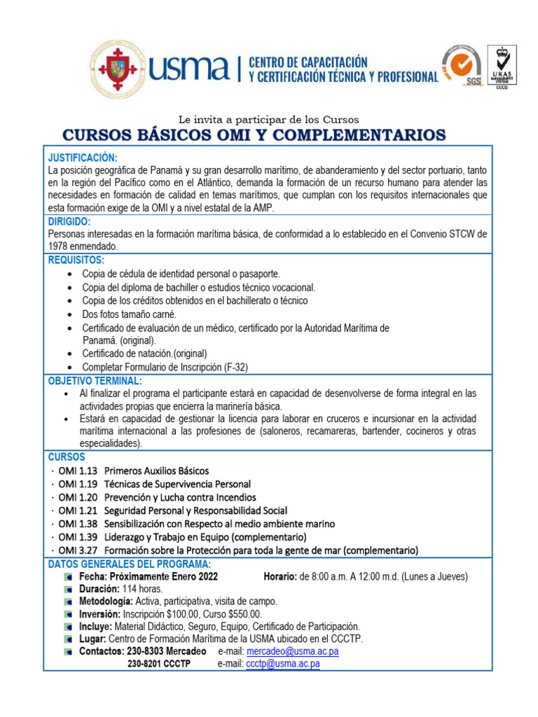 Ficha Tecnica Cursos Basicos de Omi | PDF