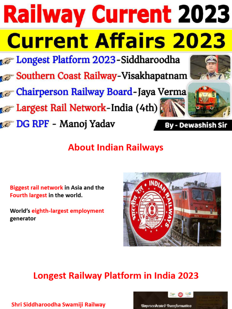 Railway Current Affairs 2023 | PDF | Rail Transport