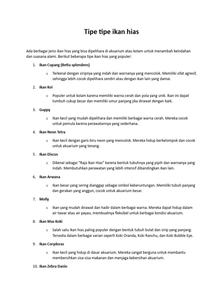 Tipe Tipe Ikan Hias | PDF | Sains & Matematika