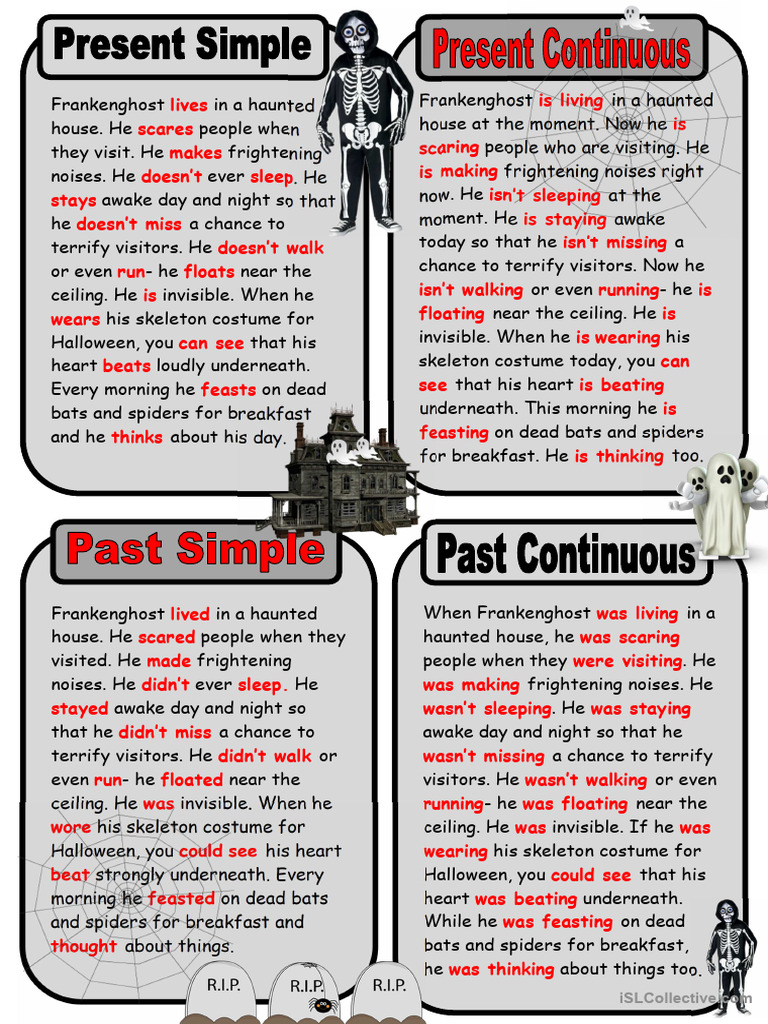 KEY - Ghost Story in Present and Past Tenses | PDF | General Fiction
