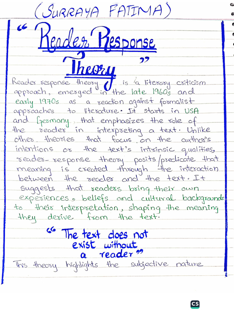 Reader Response theory | PDF