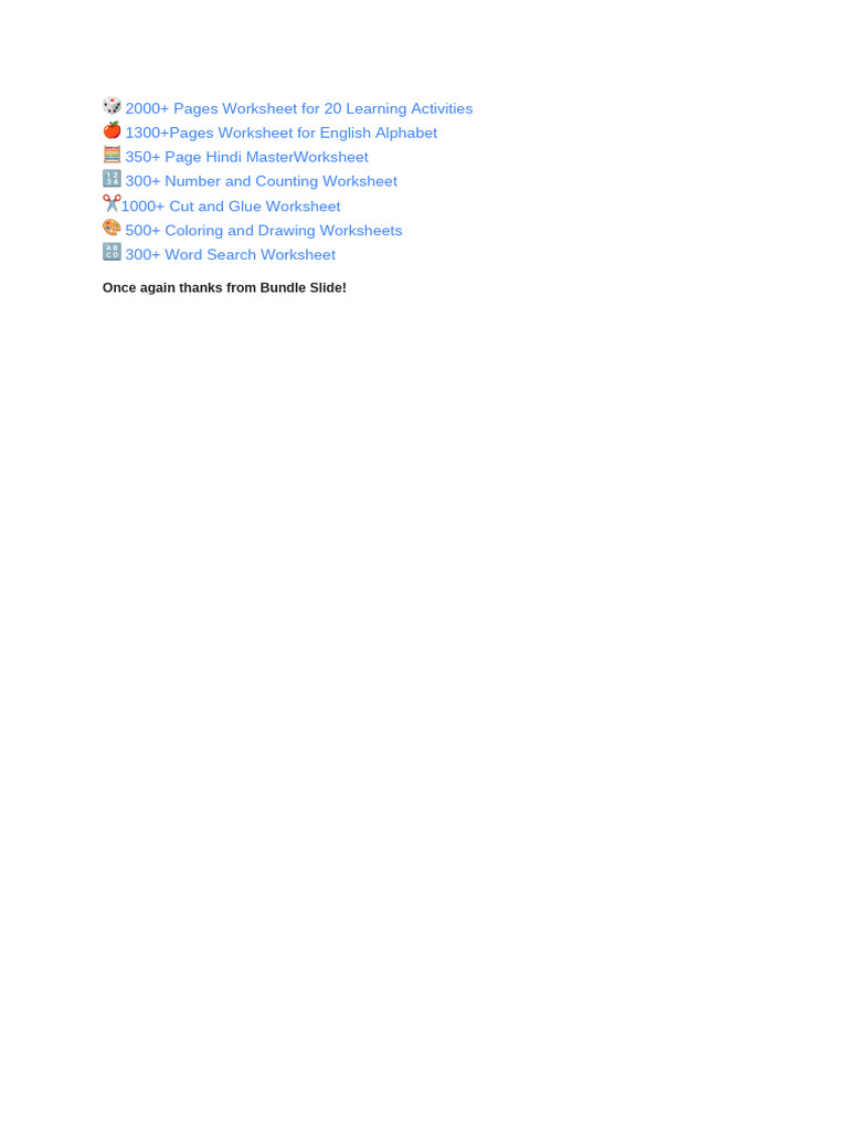 Comprehensive Worksheets for Learning | PDF