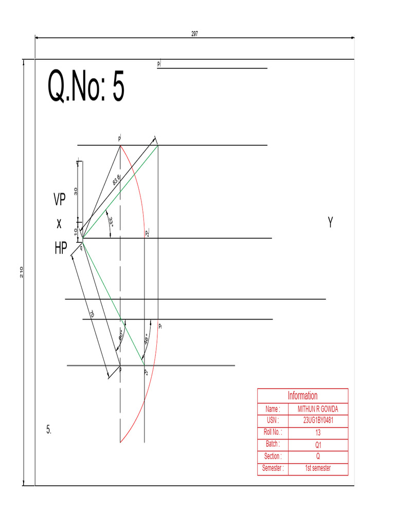 Cad Drawings Projection of Lines q 5 | PDF
