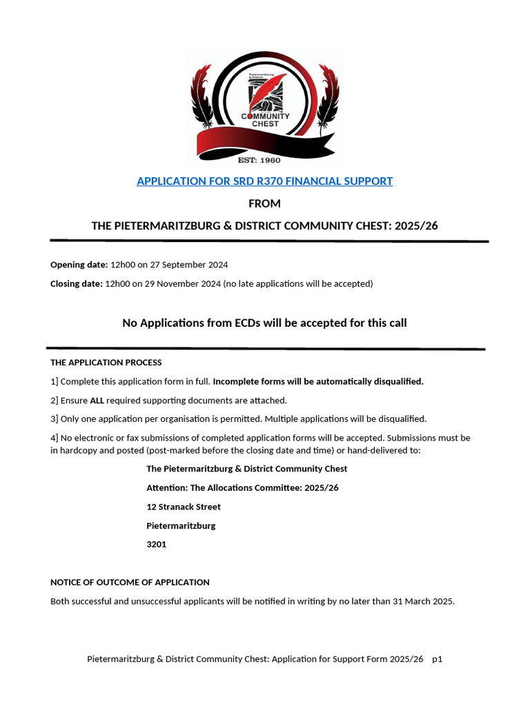 Application for a SRD Grant Form 2024-2025 | PDF