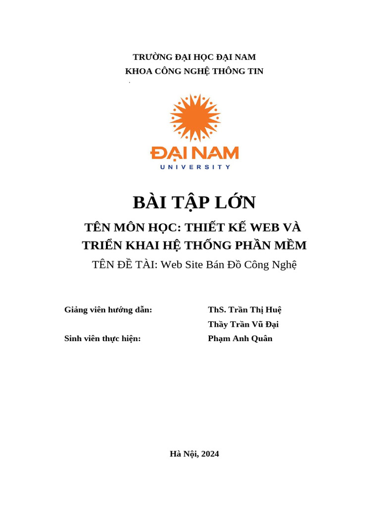 Mau Bao Cao BTL Môn TKW Và TK HTPM- Định Dạng Style | PDF