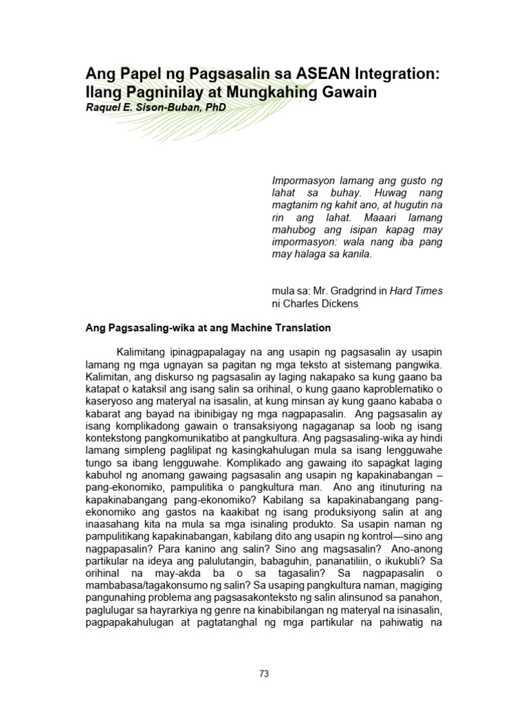 Ang Papel NG Pagsasalin | PDF