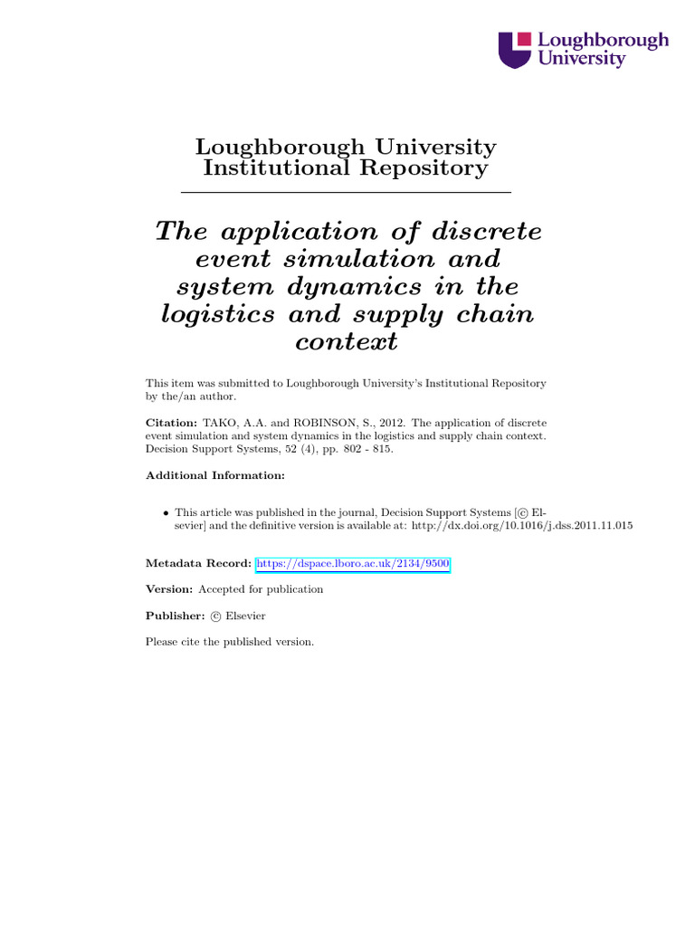 Supply Chain DSS | PDF | Probability Distribution | Conceptual Model