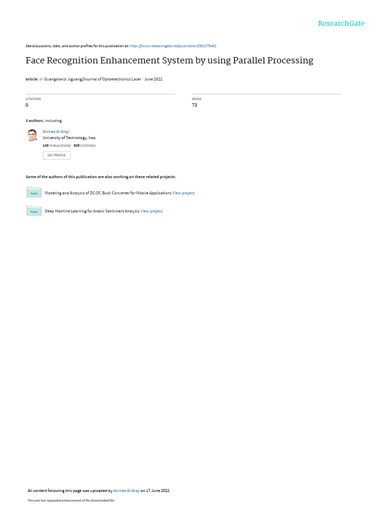Face Recognition Enhancement Systembyusing Parallel Processing | PDF | Eigenvalues And ...