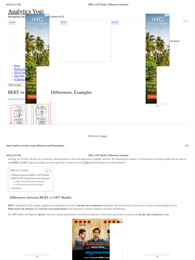 BERT vs GPT Models_ Differences, Examples | PDF | Artificial ...