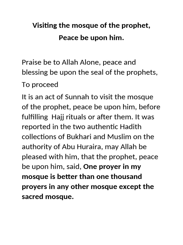 Visiting the Prophet's Mosque | PDF | Religion & Spirituality