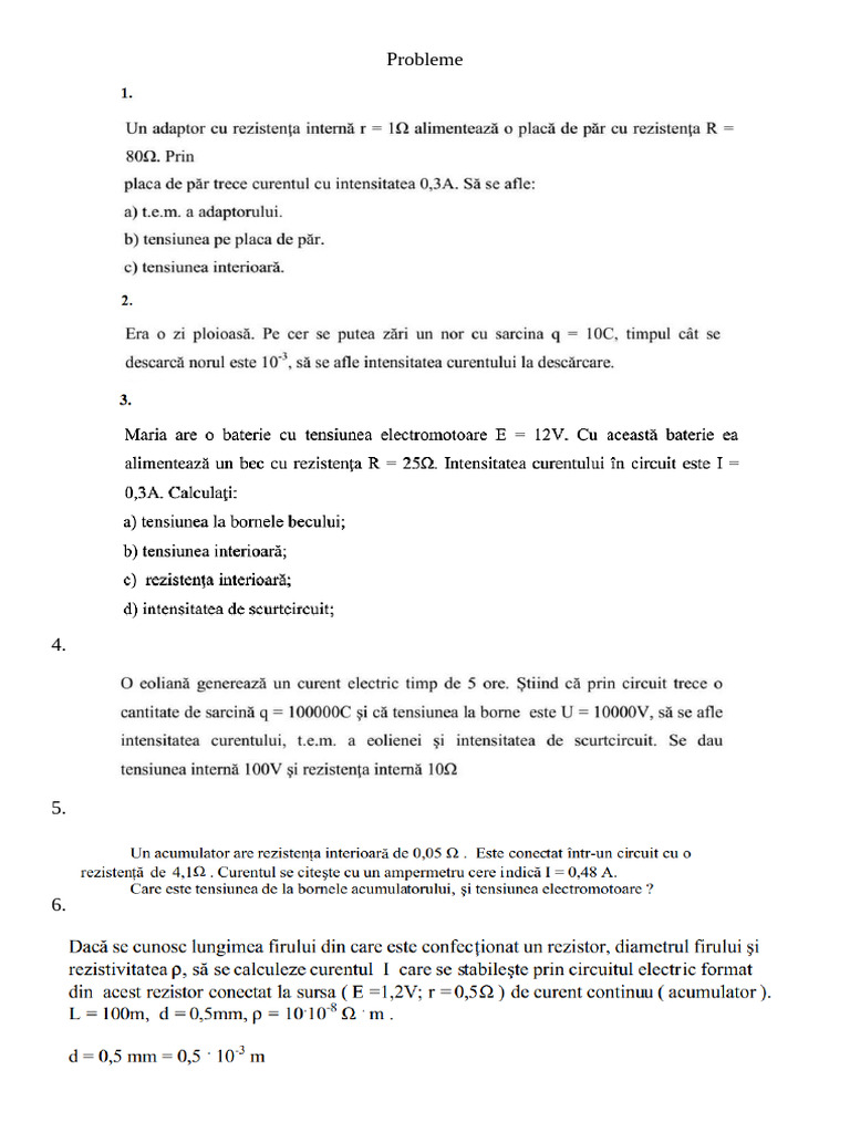 Probleme Electricitate | PDF