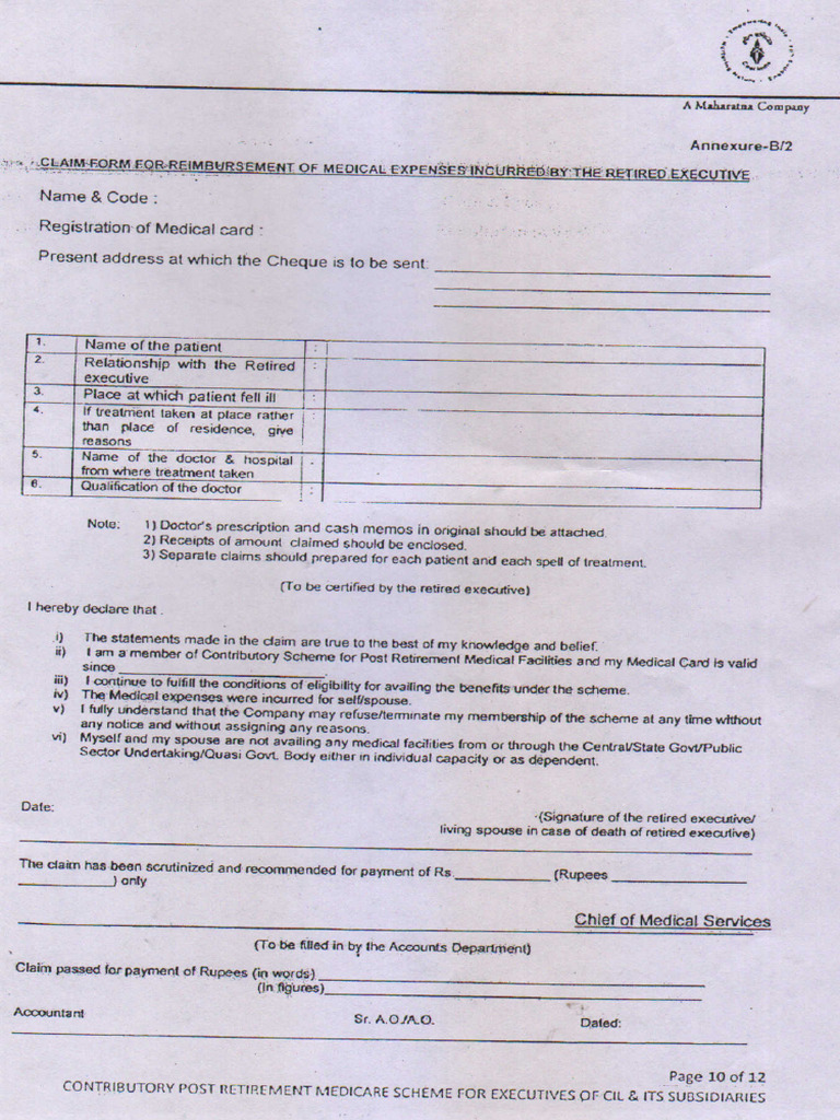 Medical Claim Form - Retired Exec | PDF