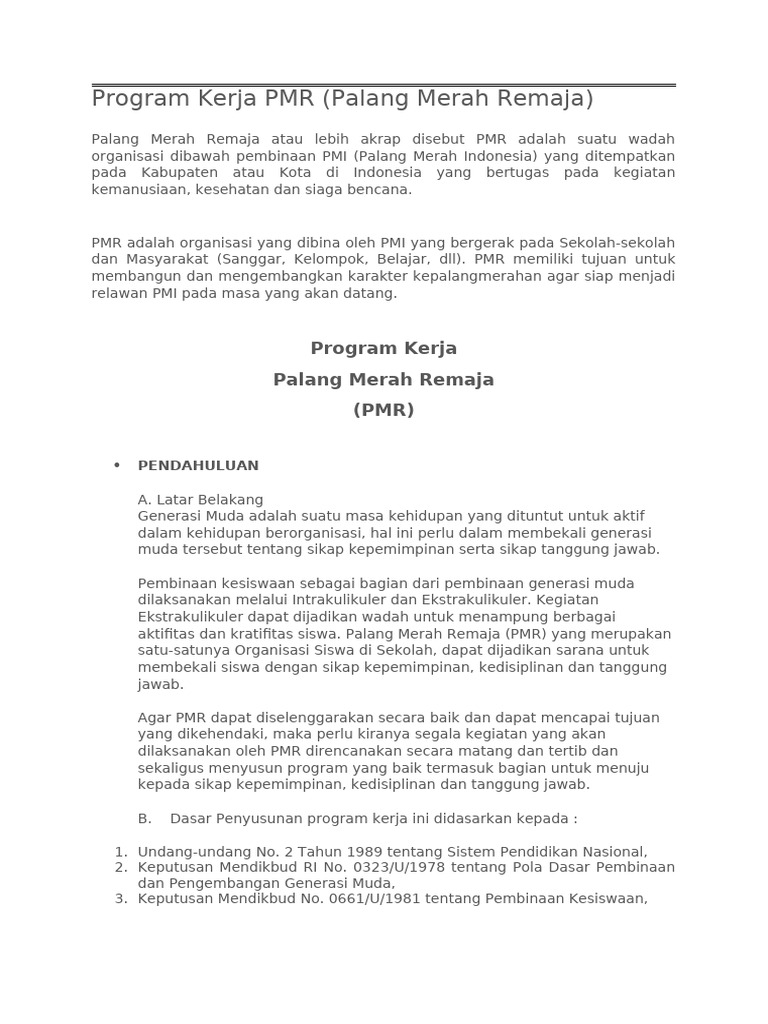 Proker PMR 24-25 | PDF | Karier & Perkembangan
