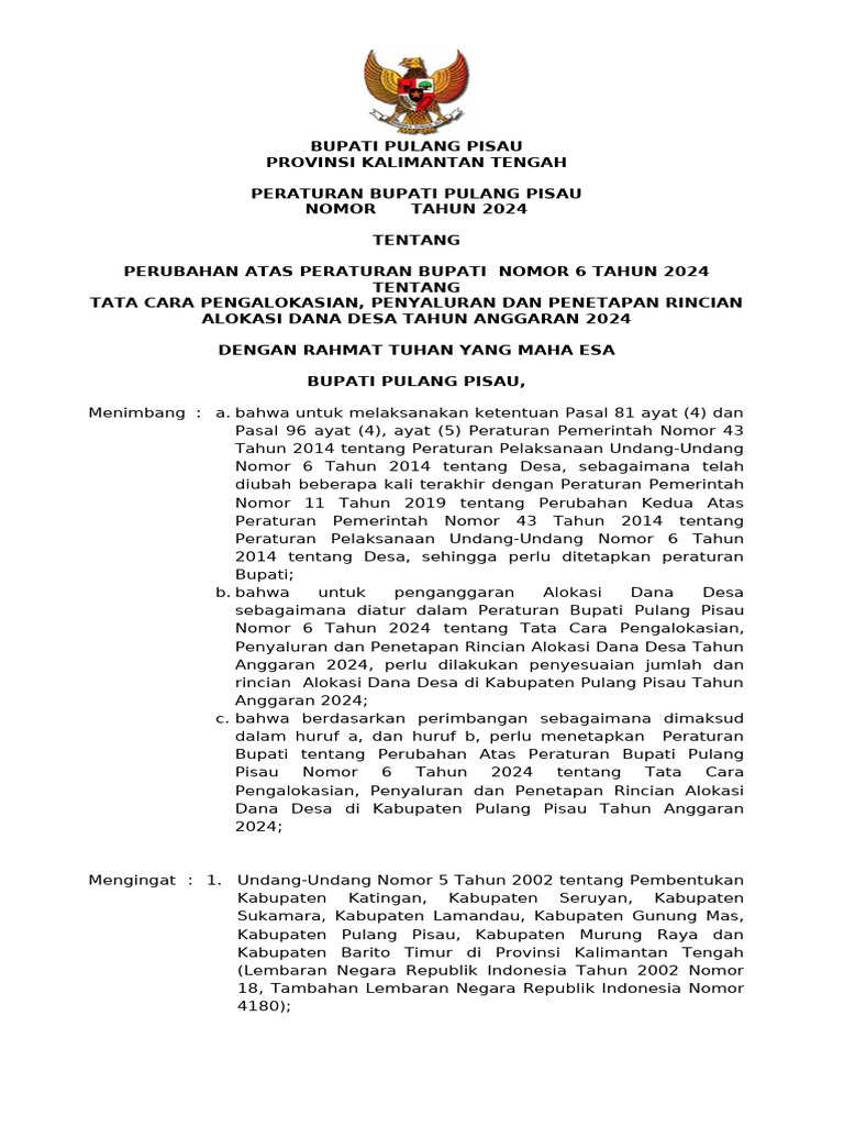 Perbup ADD Perubahan 2024 - DRAF | PDF