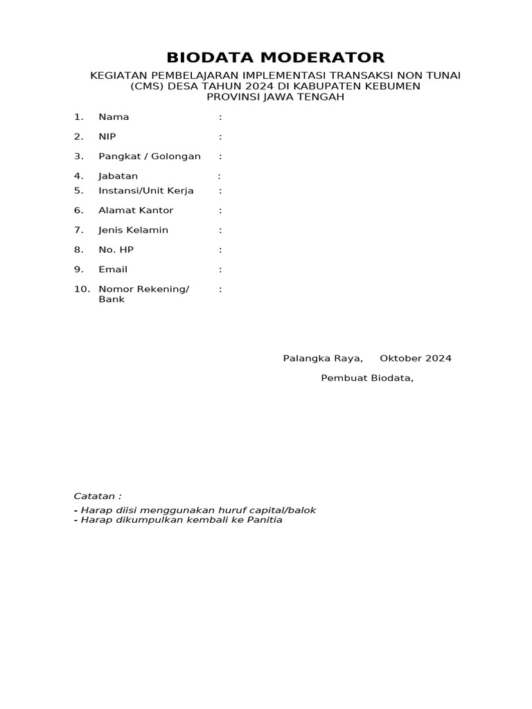 Biodata Moderator | PDF
