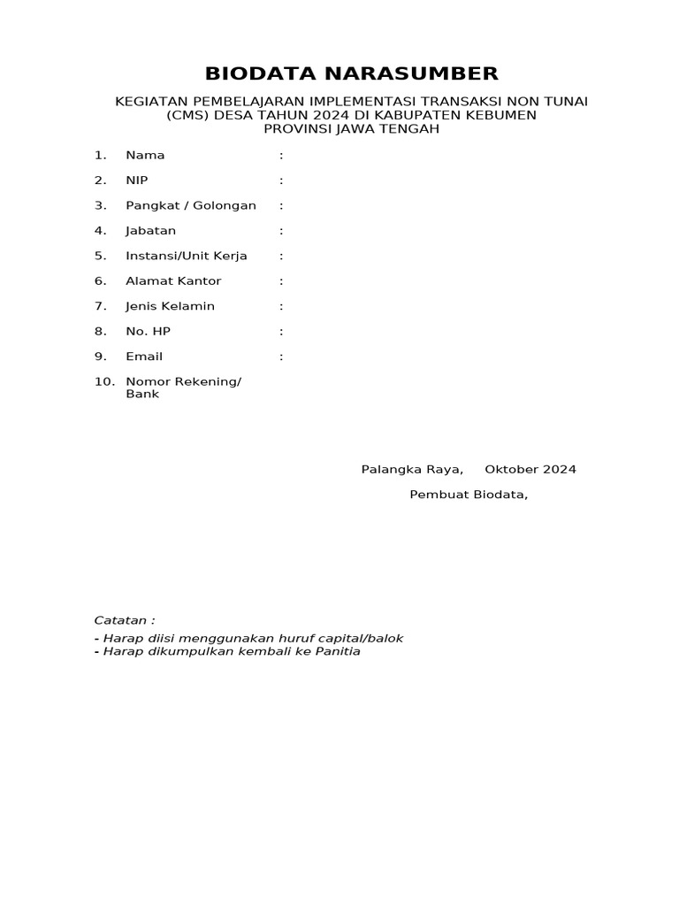 Biodata Narasumber | PDF Biodata Narasumber | PDF