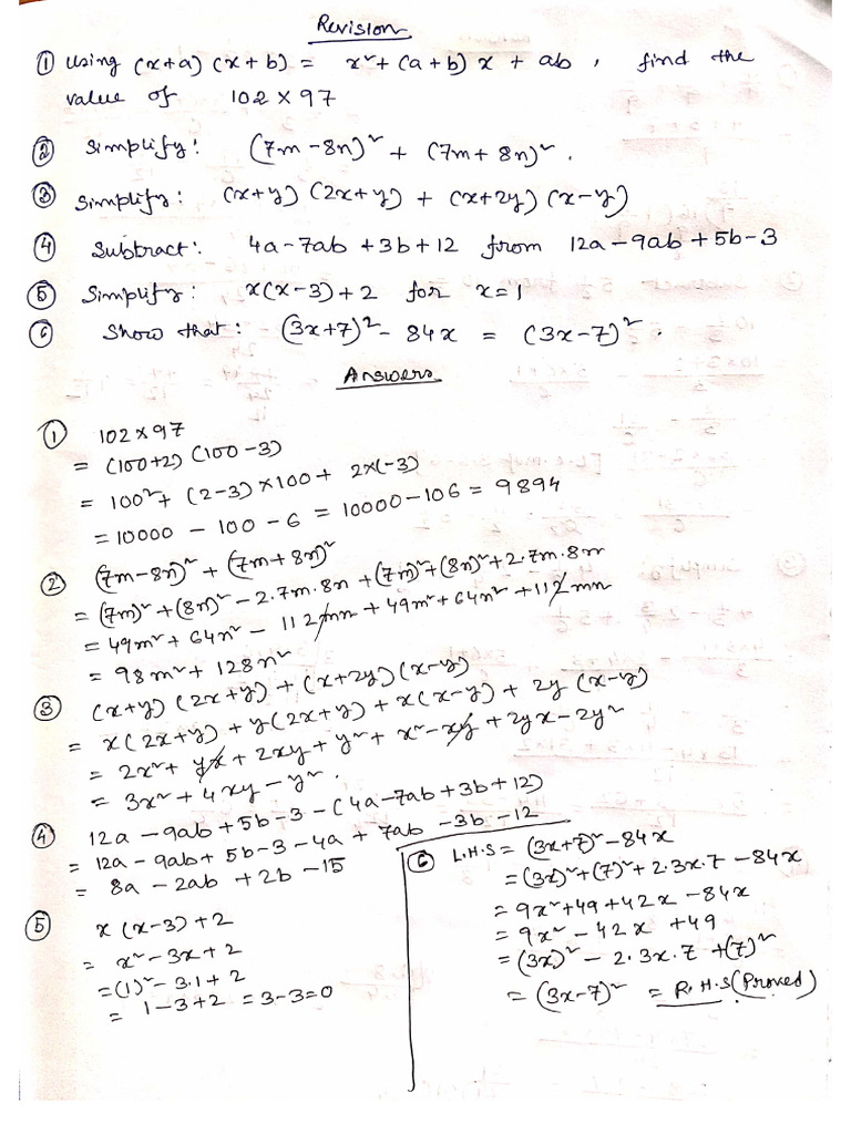 MATHS REVISION 1 | PDF