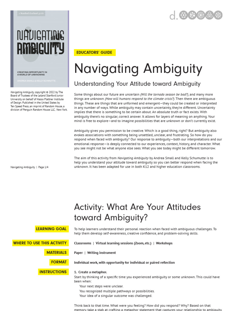 Navigating Ambiguity - Educator Guide | PDF | Learning | Ambiguity