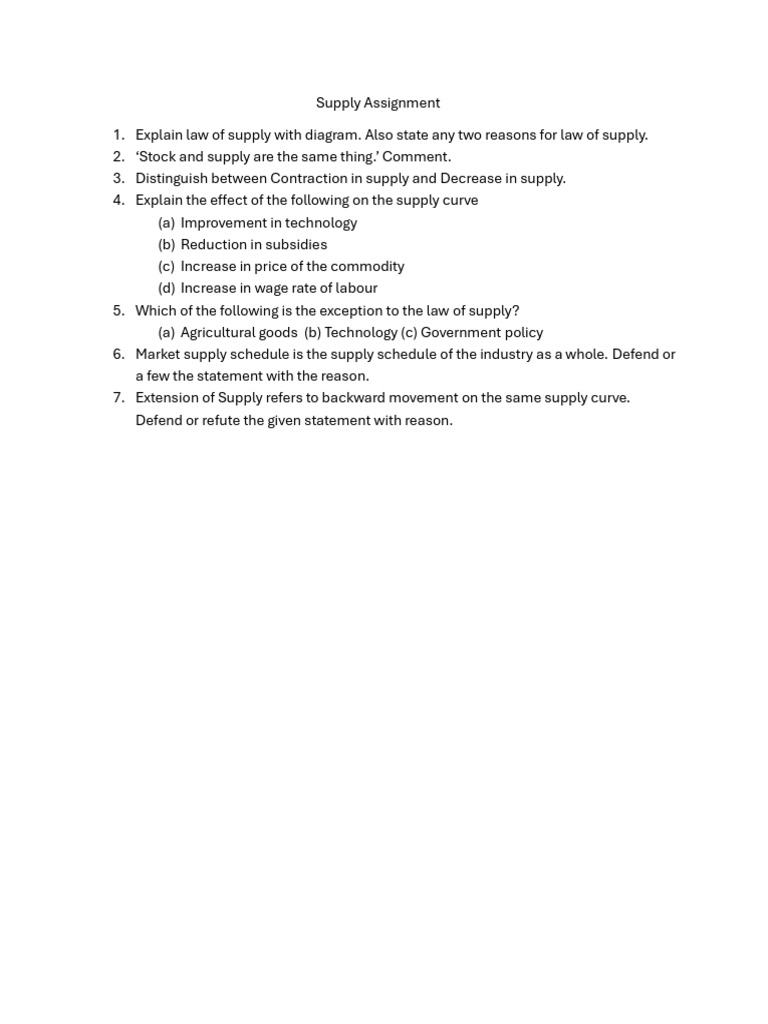 Supply Assignment | PDF