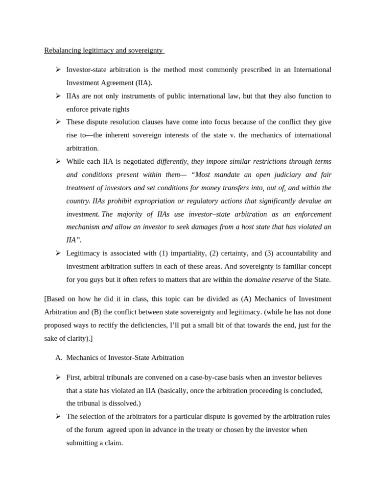 Legitimacy and Sovereignty | PDF | Arbitration | Public Law