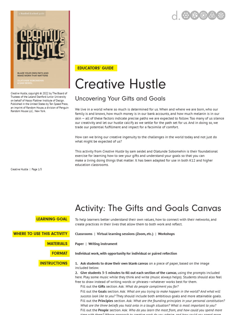 Creative Hustle - Educator Guide | PDF | Cognitive Science | Behavior ...