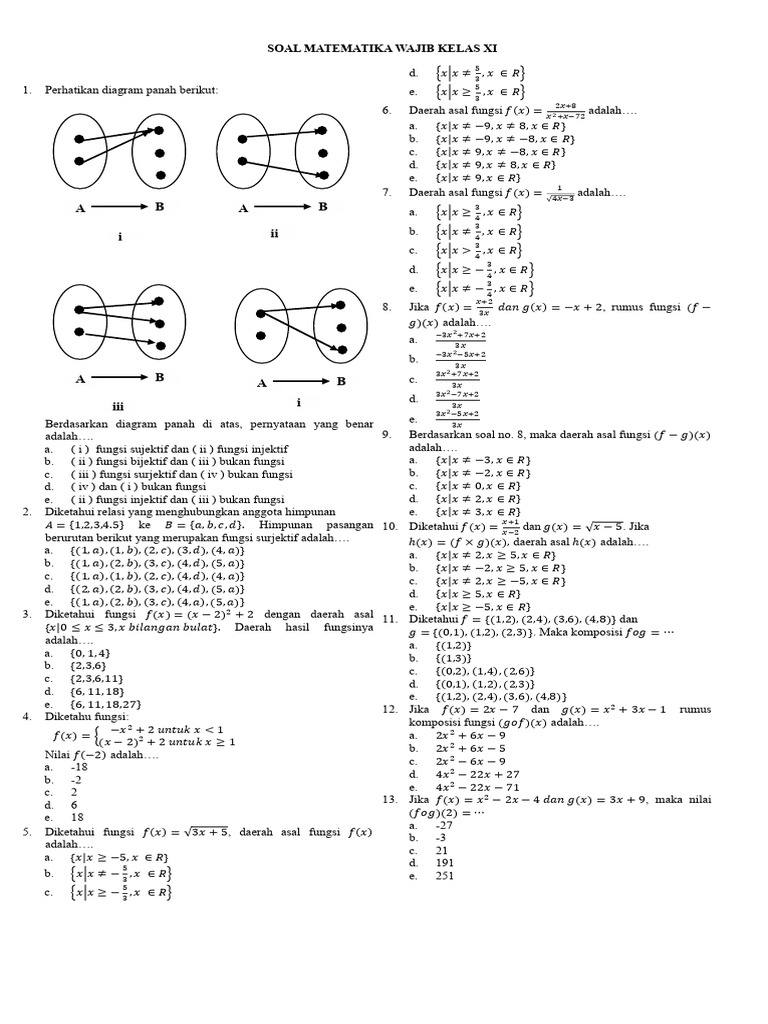 Soal Uh Mat Wajib Kelas 11 | PDF