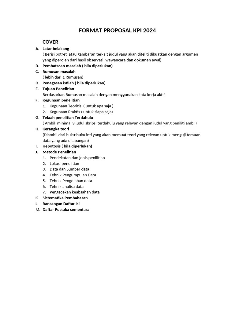 Format Proposal Skripsi Kpi 2024-1 | PDF