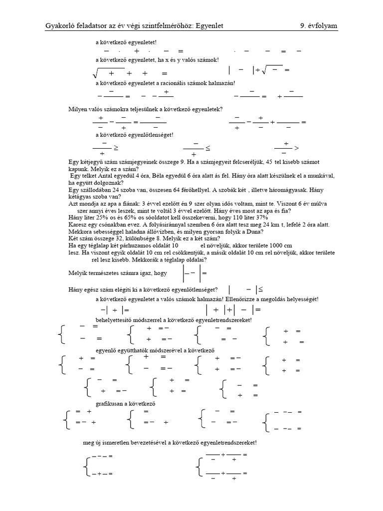 Elsofoku Egyenlet - 9 | PDF