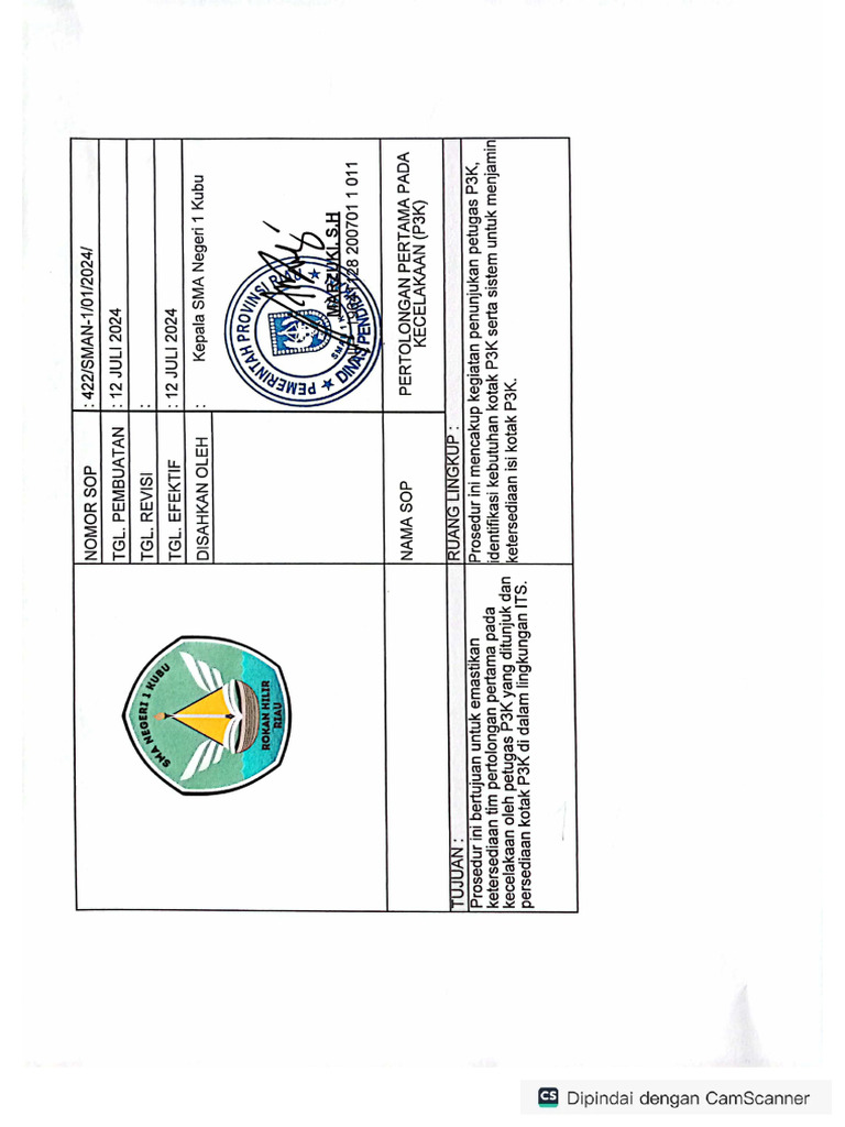 SOP P3K Butir 13-3 | PDF