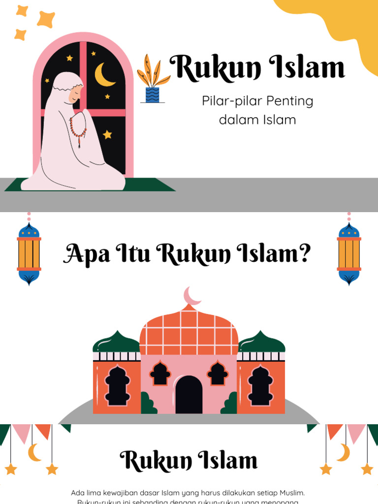 Rukun Islam Presentasi Abu-Abu Kuning Penuh Warna Ilustrasi | PDF
