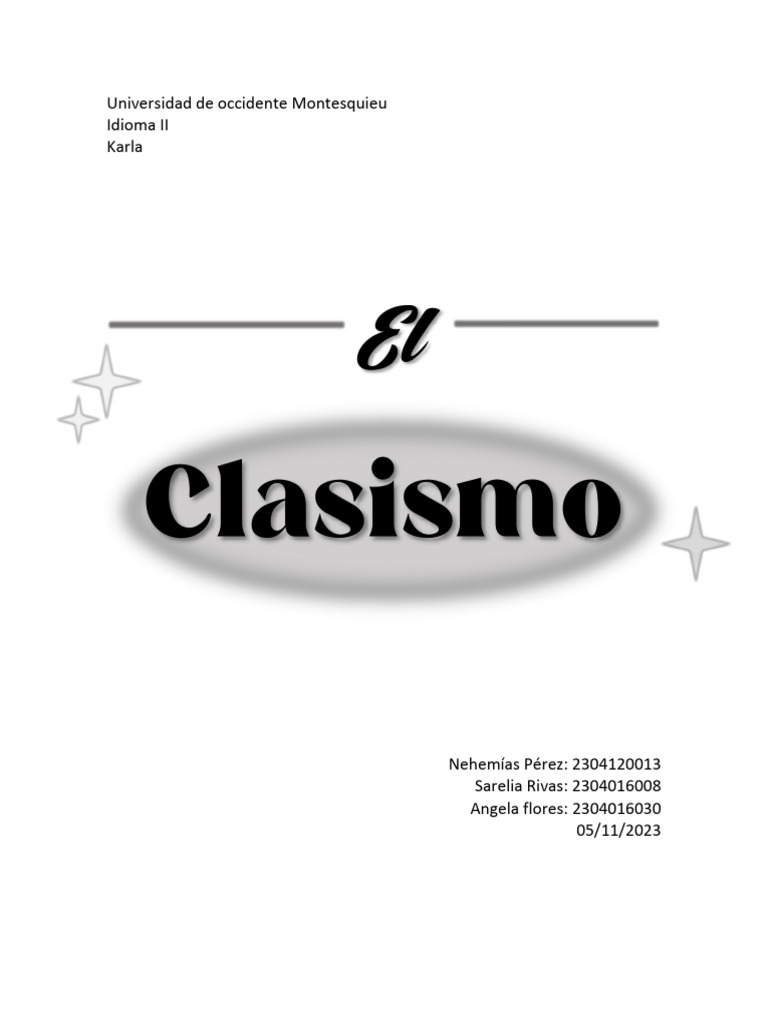 Clasismo Idioma Tarea 03 | PDF | Igualdad social | Sociedad