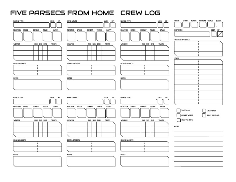 5 Parsecs - Logs - Crew & Ship, v1.0.1 | PDF