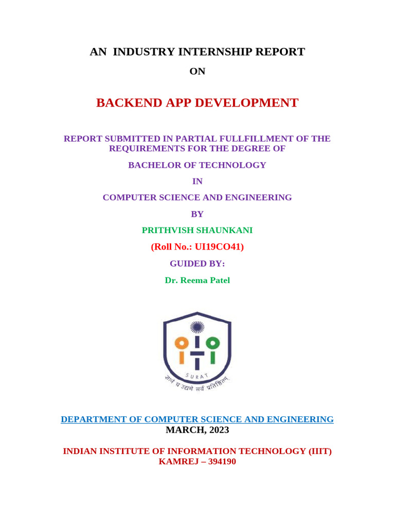 BTP-Report - Sample Format | PDF | Databases | Authentication