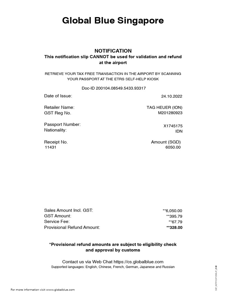 Print Tax-Free Form | PDF
