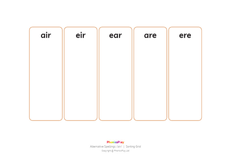 Printables Altspellings Air Sorting Grid | PDF