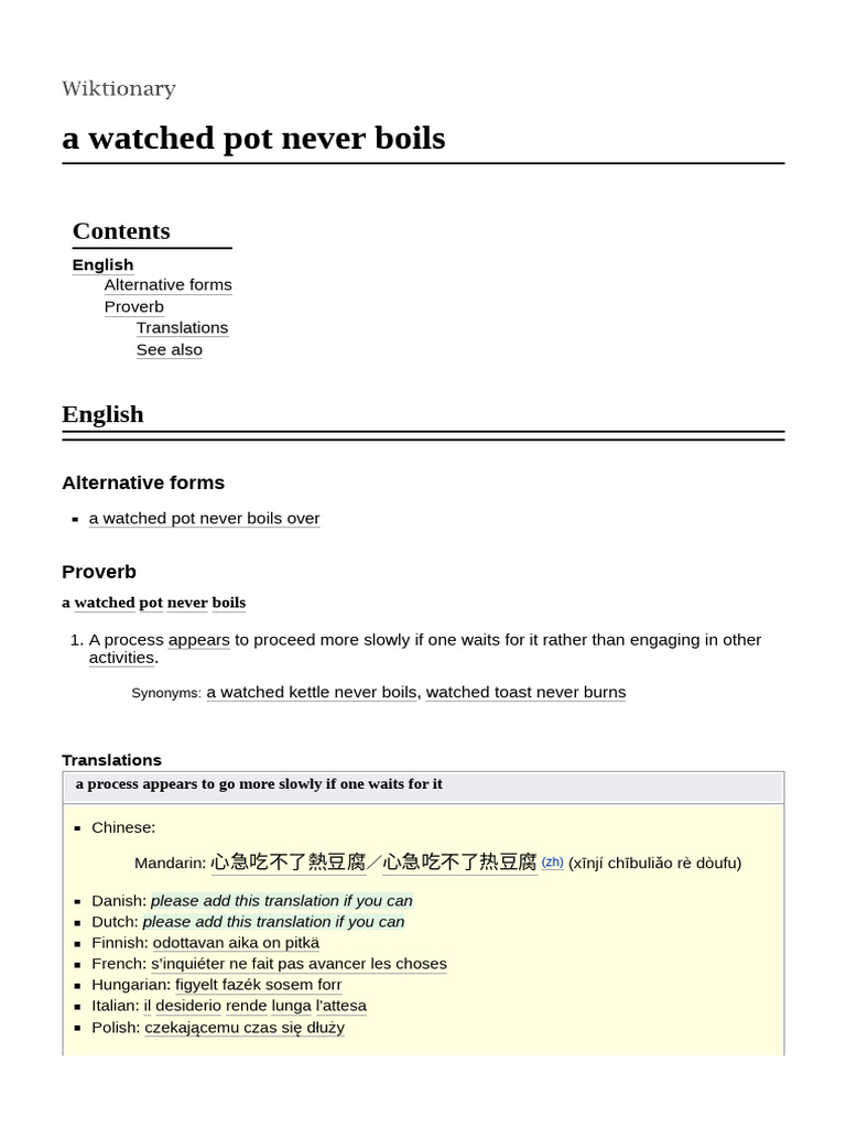 A Watched Pot Never Boils | PDF | Language Arts & Discipline | Foreign ...