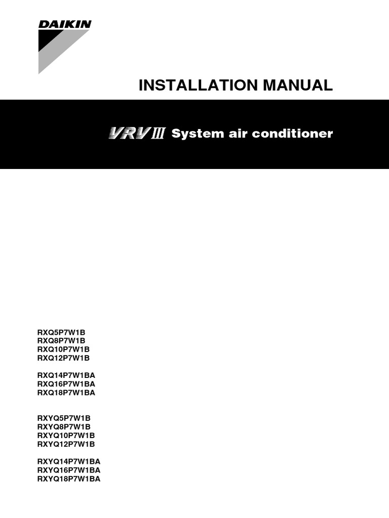 Daikin VRV Iii Installation Manual | PDF