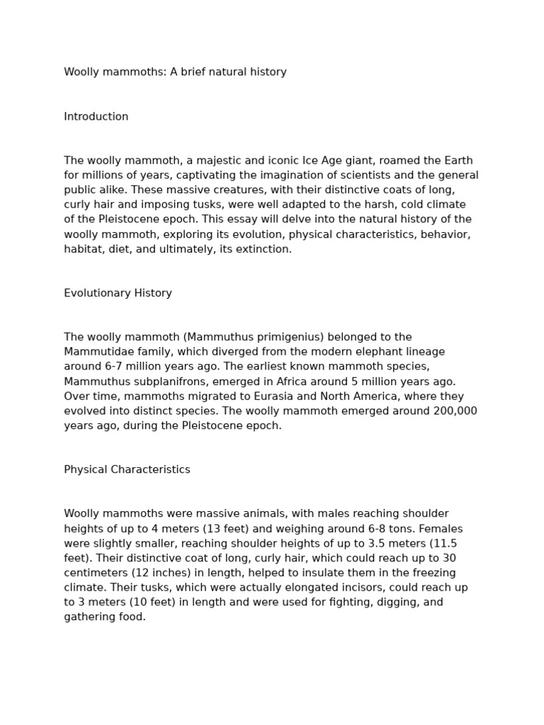 Whooley Mammoths Natural History | PDF