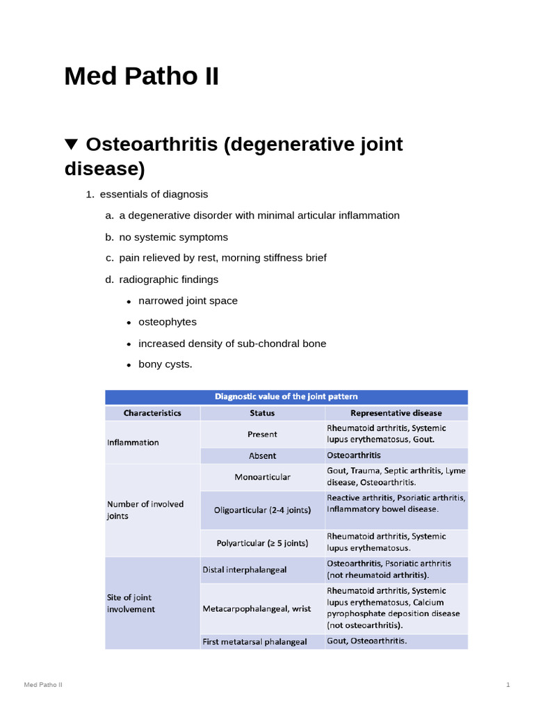 Med Patho II | PDF | Rheumatoid Arthritis | Arthritis