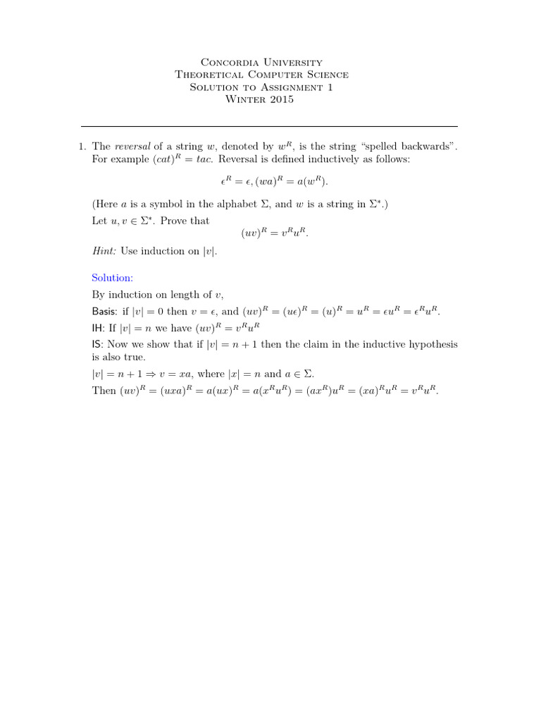 assgn1-sols | PDF | String (Computer Science)