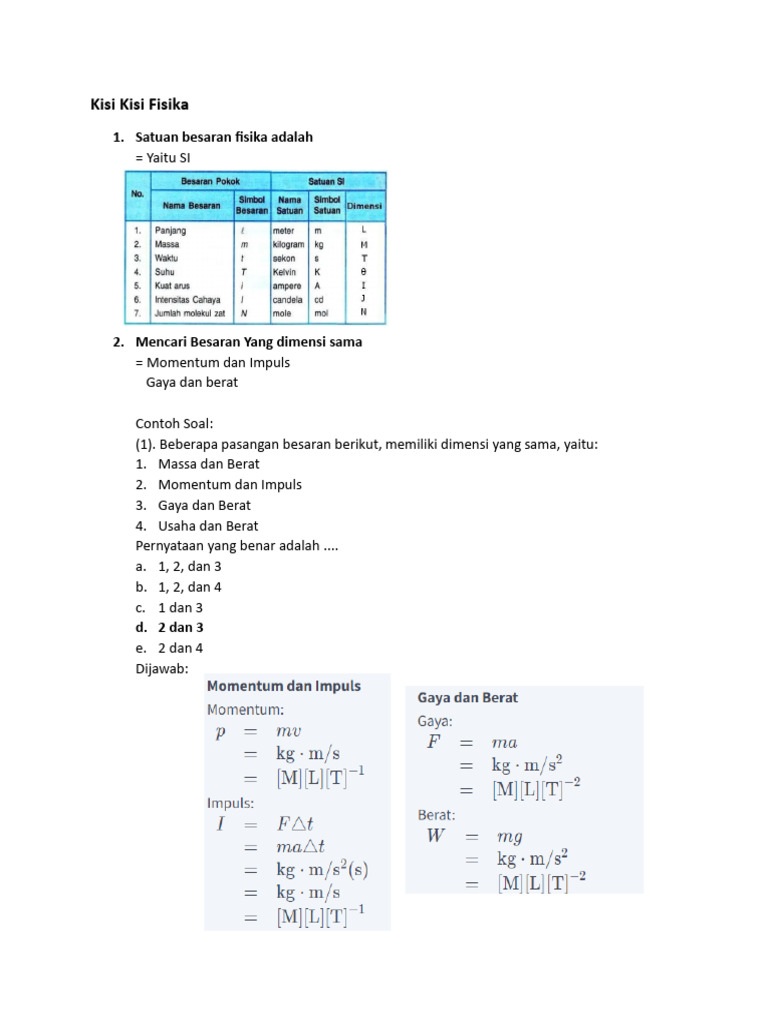 Kisi Kisi Fisika | PDF | Metode & Bahan Ajar | Teknologi & Rekayasa