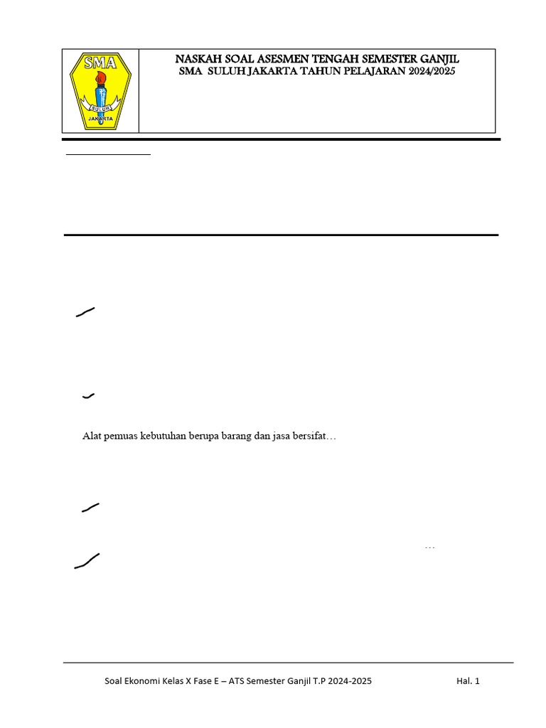 Soal Pts Ganjil 2024-2025 | PDF