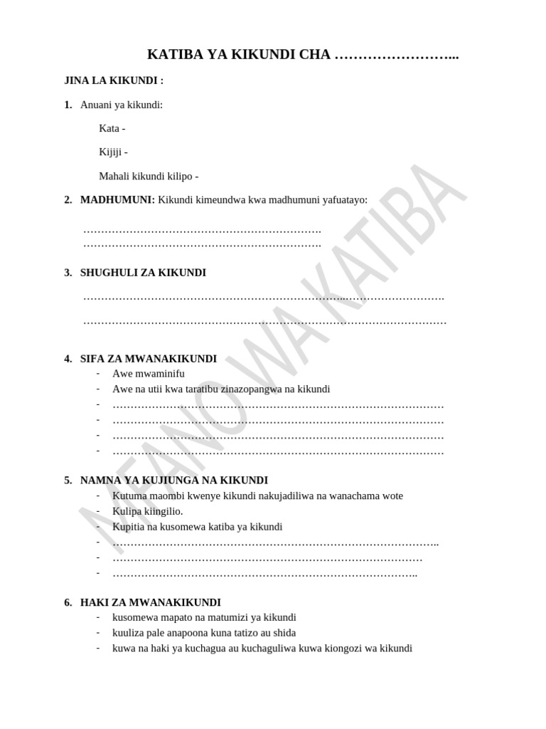 Katiba Ya Mfano | PDF