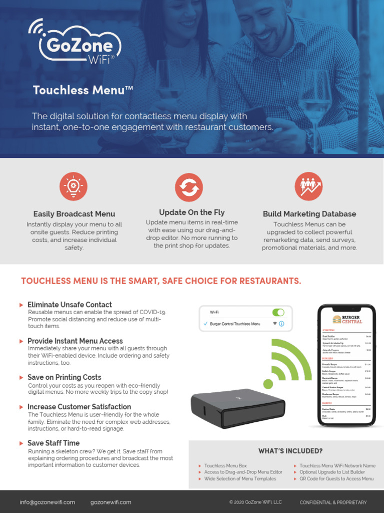 Touchless Menu Overview | PDF | Menu | Wi Fi