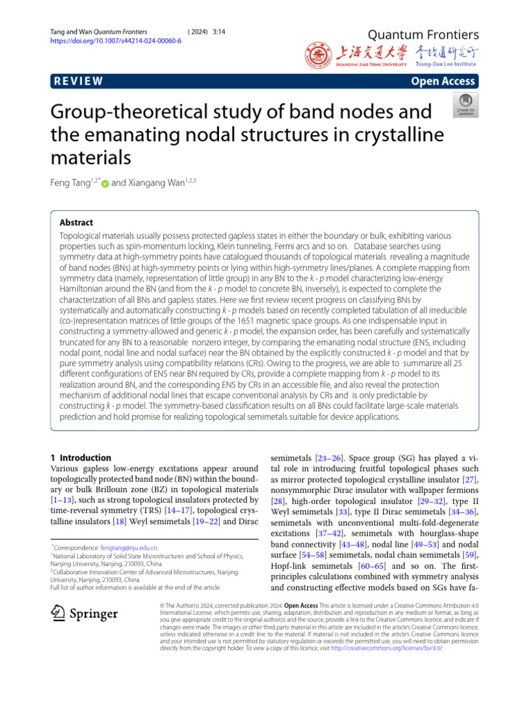 Group-Theoretical Study of Band Nodes and The Eman | PDF | Group (Mathematics) | Group Theory