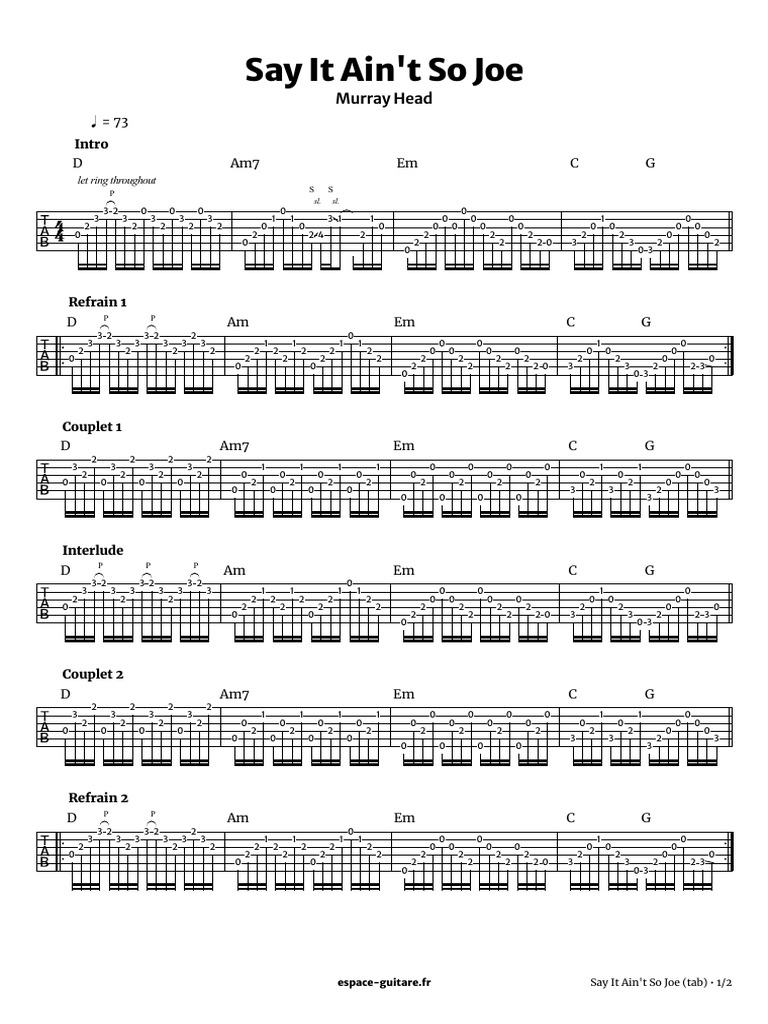 Say It Aint So Joe Tab 1 | PDF