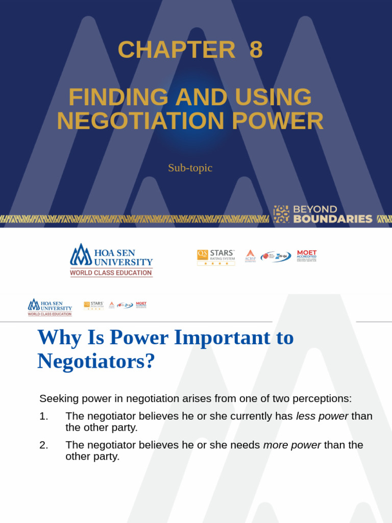 C8.Finding and Using Negotiation Power | PDF | Motivation | Motivational