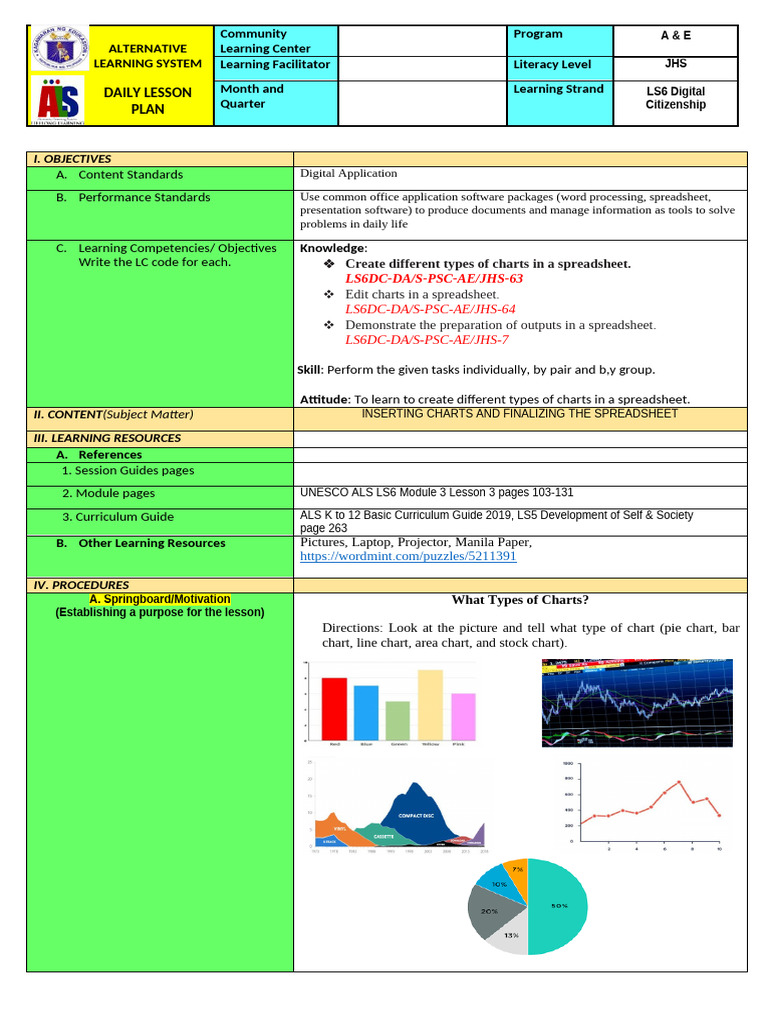 Digital Skills for JHS Learners | PDF | Spreadsheet | Worksheet