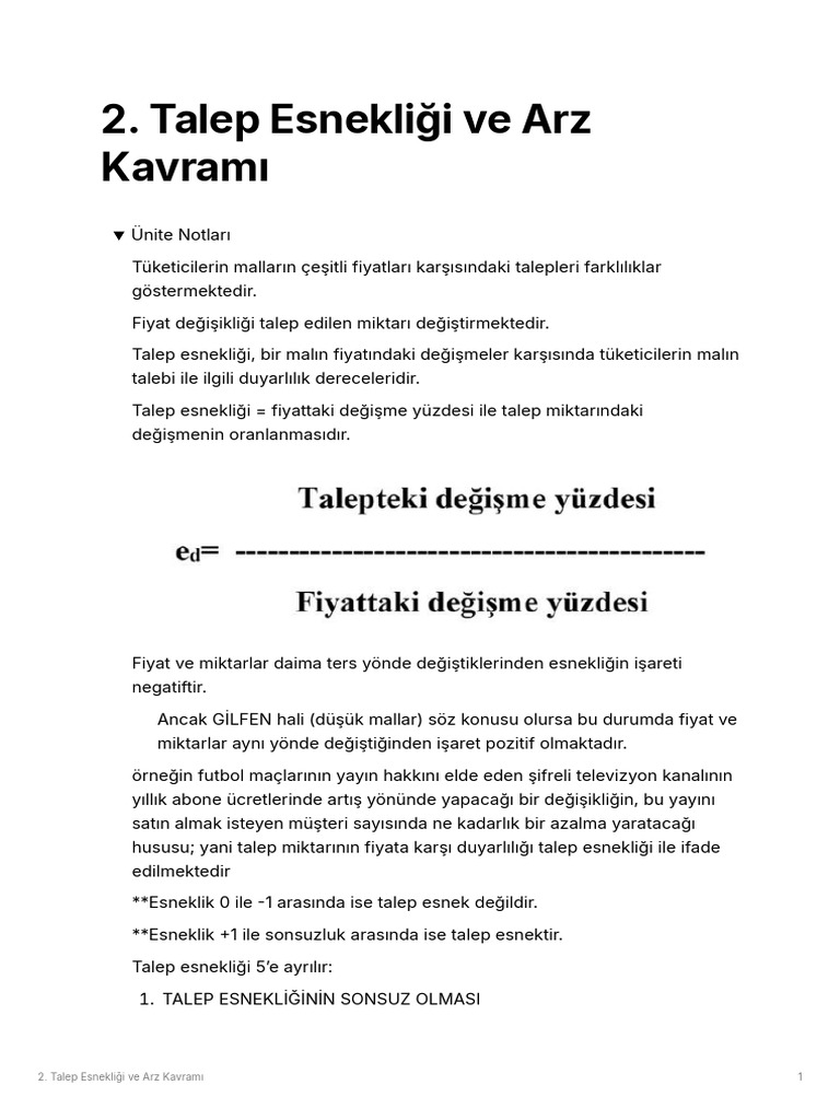 2 - Talep Esnekliği Ve Arz Kavramı | PDF